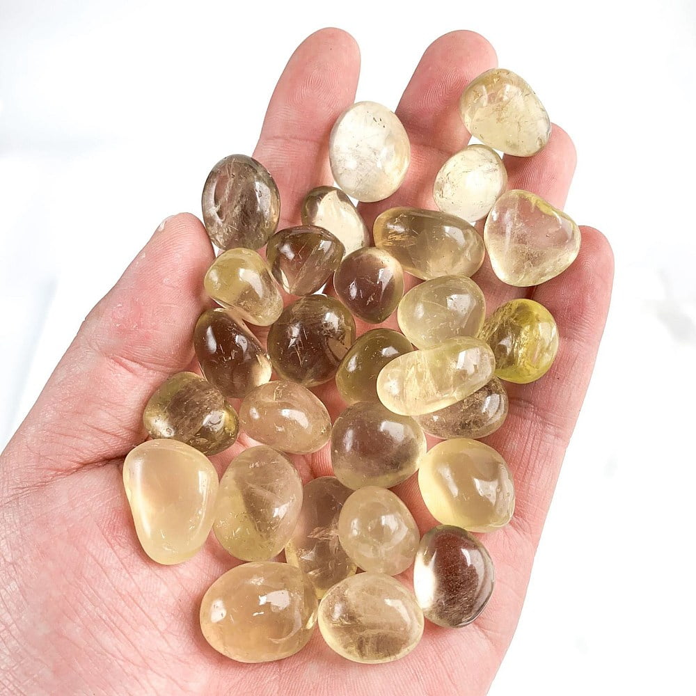 2 set Natural Yellow Quartz Healing Stones Oval Stones Pocket Palm ...