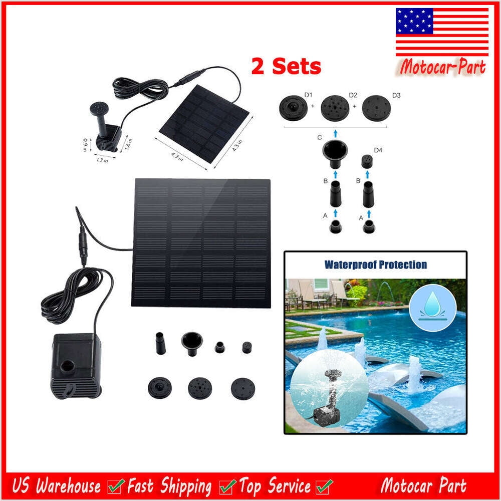 2 set Solar Power Fountain Submersible Floating Water Pump Bird Bath ...