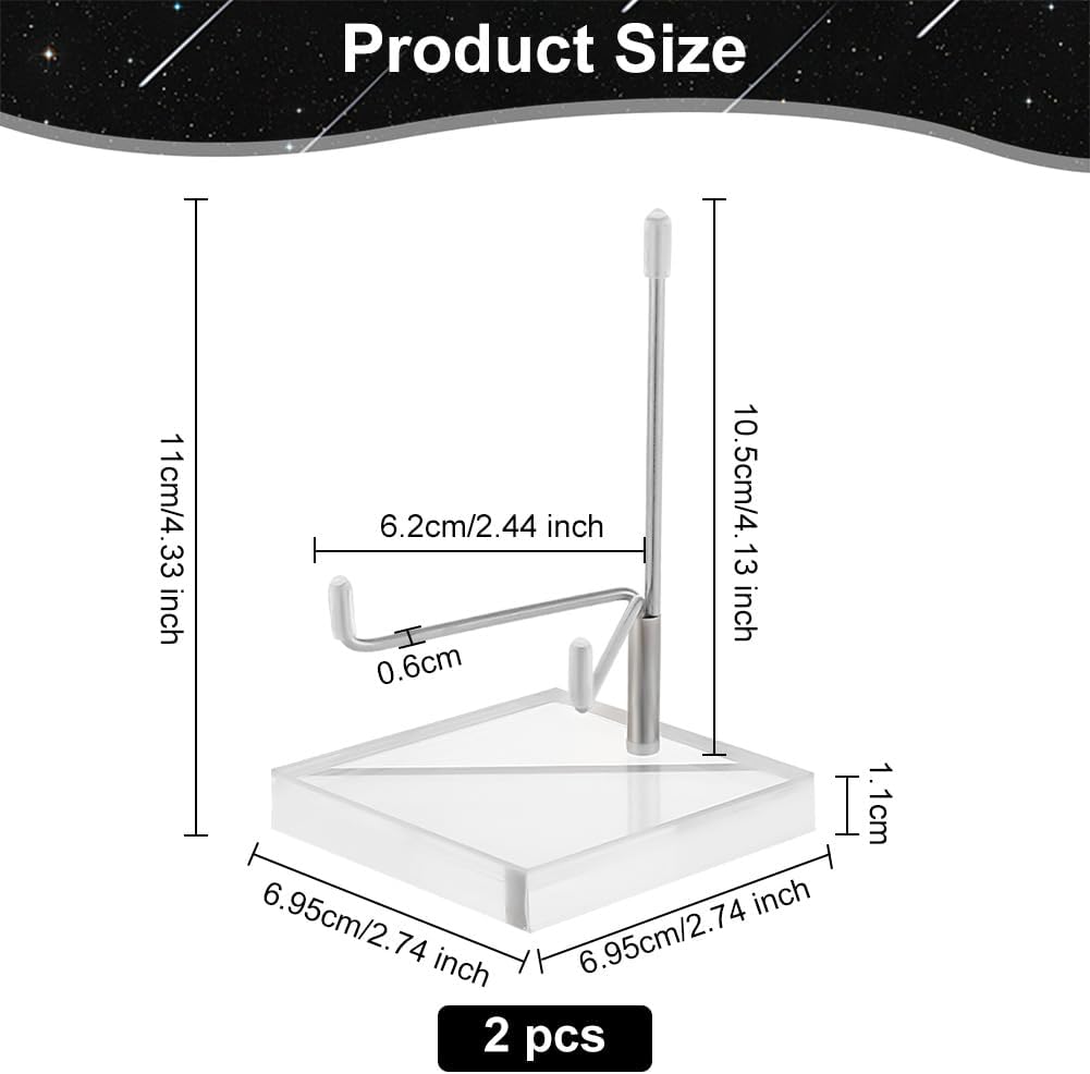 2 set Square Clear Acrylic Rock Display Easels with Stainless Steel ...
