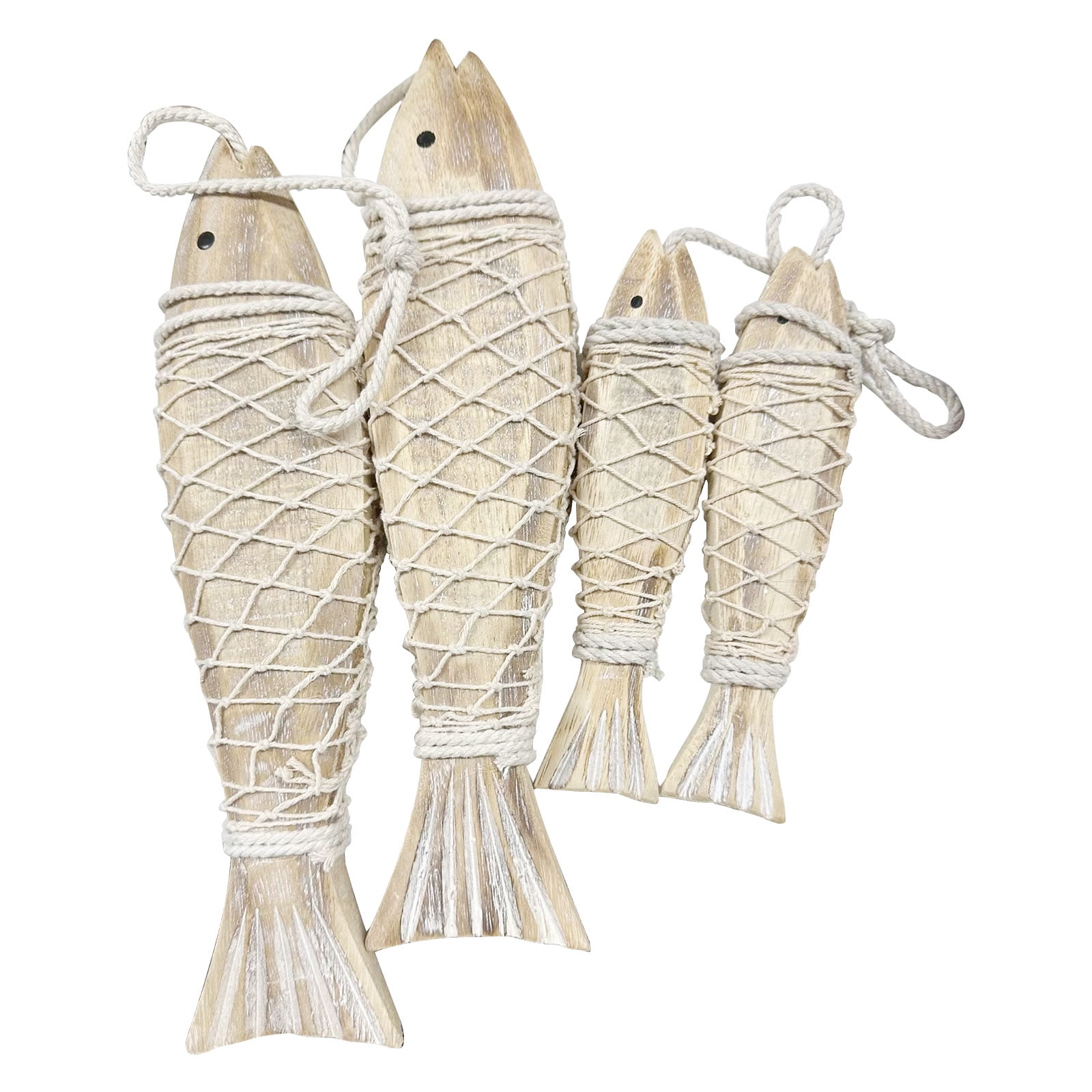 2 set Wooden Fish Decor Hanging Wood Fish Decorations, Rustic Nautical ...