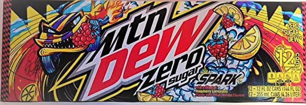 2 set of 12 - Mtn Dew Zero Raspberry Lemonade 12oz Cans Mountain Dew Soda Soft Drink - Walmart.com
