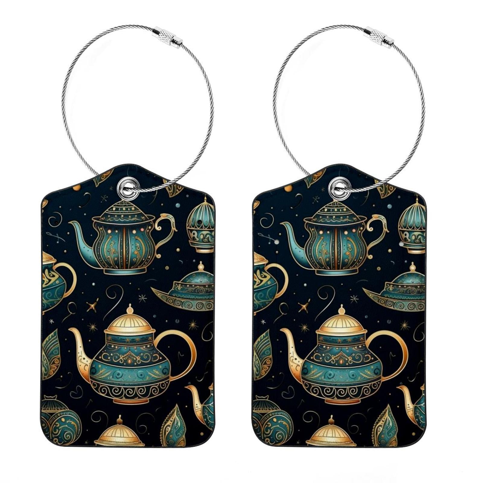 2 set of Arabian Tea Kettle Baggage Bag Luggage Tags with Privacy Cover ...