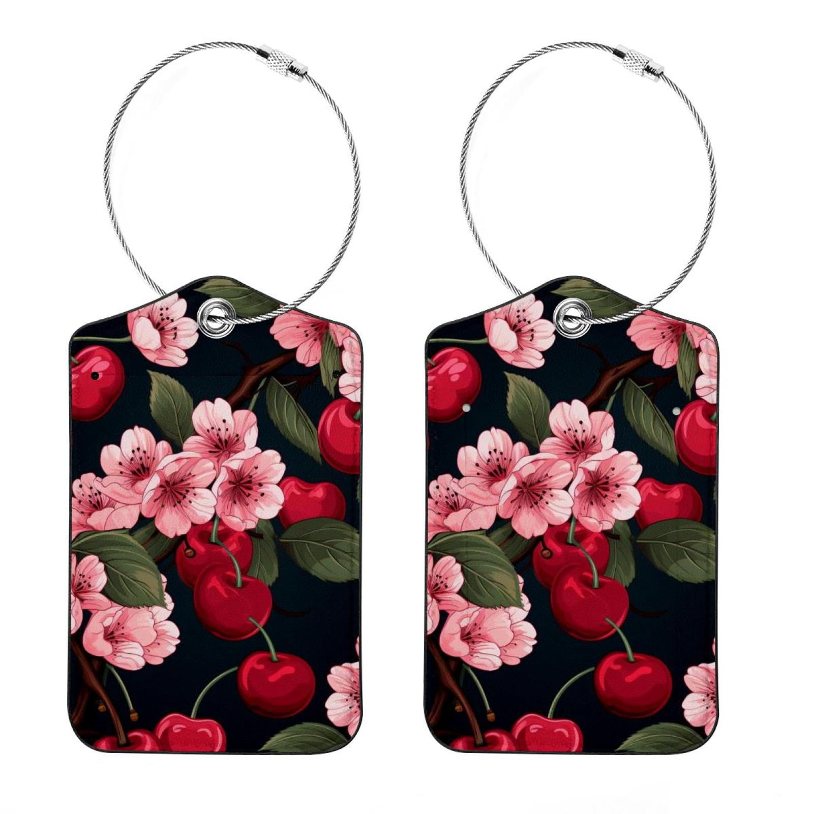 2 set of Cherry Baggage Bag Luggage Tags with Privacy Cover - Walmart.com
