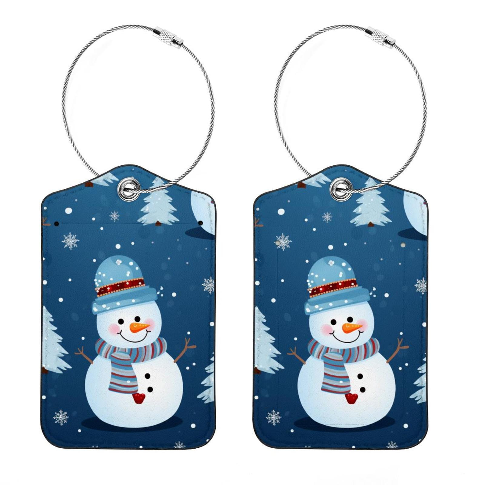 2 set of Christmas Snowman Baggage Bag Luggage Tags with Privacy Cover ...
