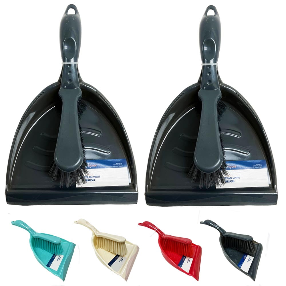 AllTopBargains 2 Sets Clear Dustpan with Handheld Sweeping Brush, Hand ...