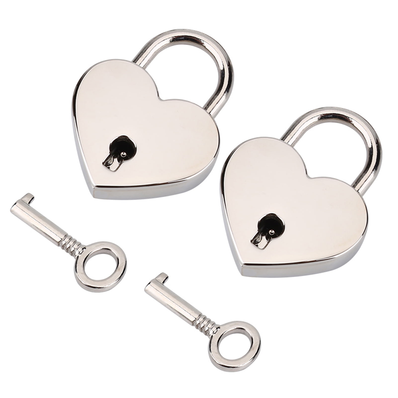 2 sets Heart shaped Padlock & Skeleton Key Metal Lock for Luggage Diary ...