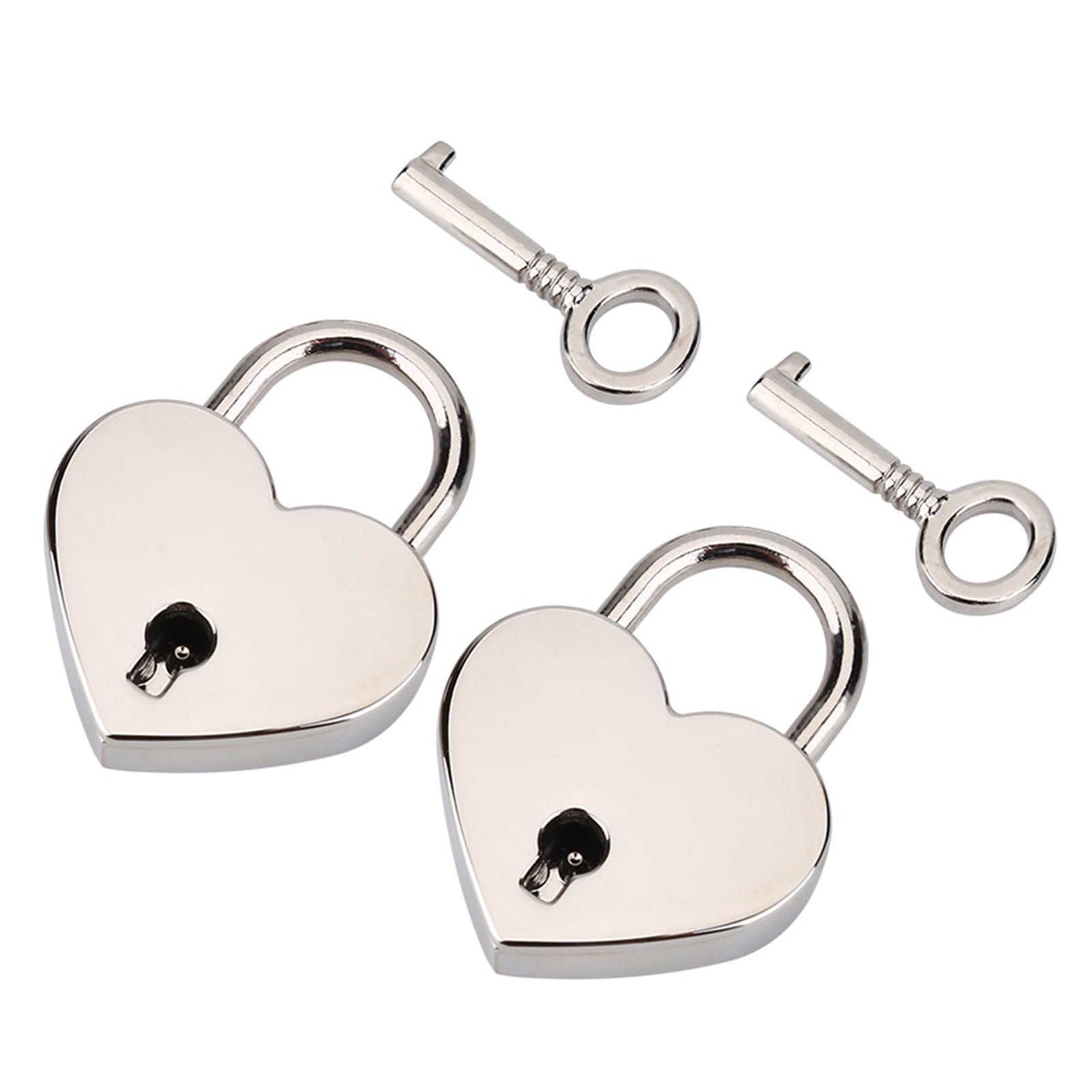 2 sets Heart shaped Padlock & Skeleton Key Metal Lock for Luggage Diary ...