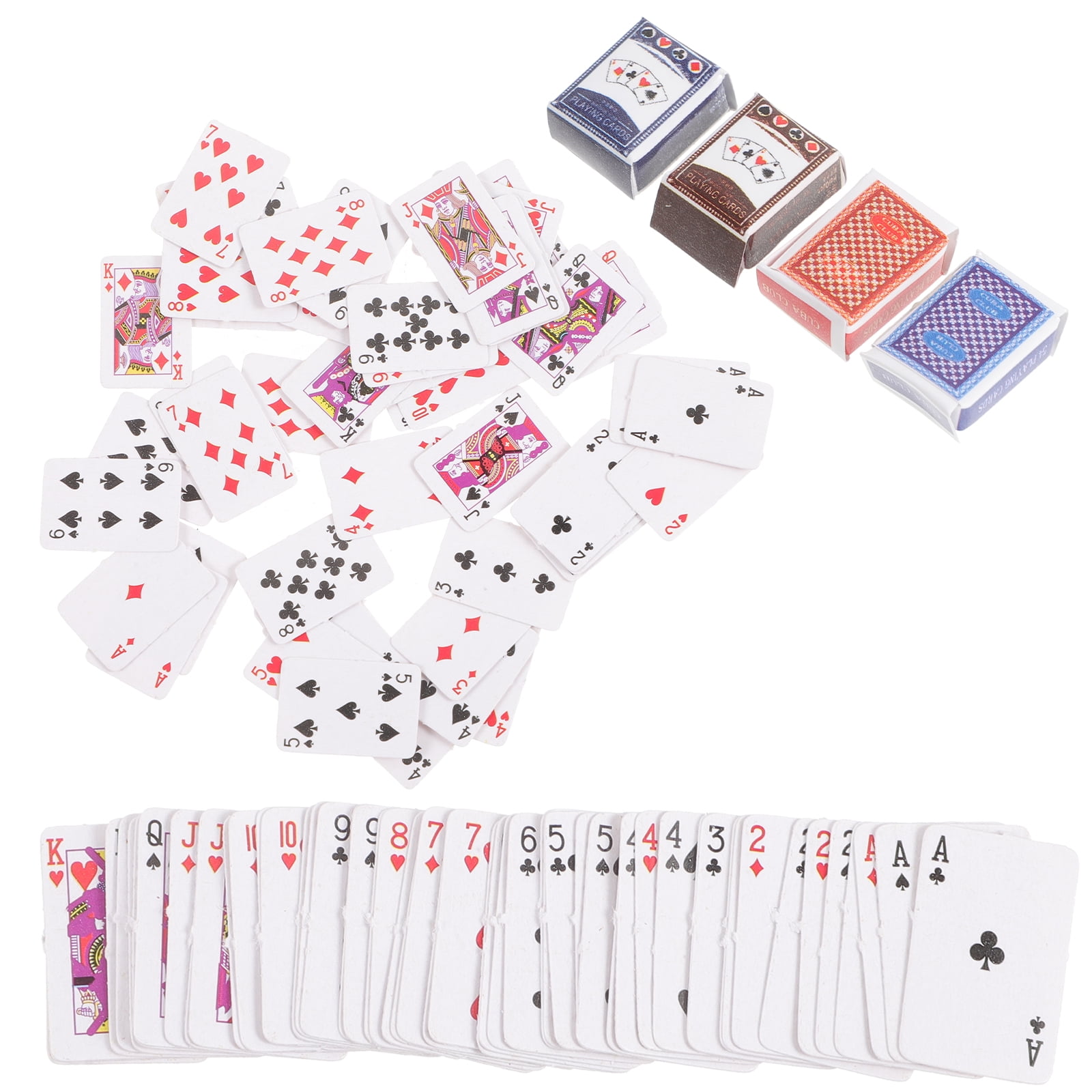 2 sets of Miniature Poker Cards Miniature Cards Small Game Cards Board ...