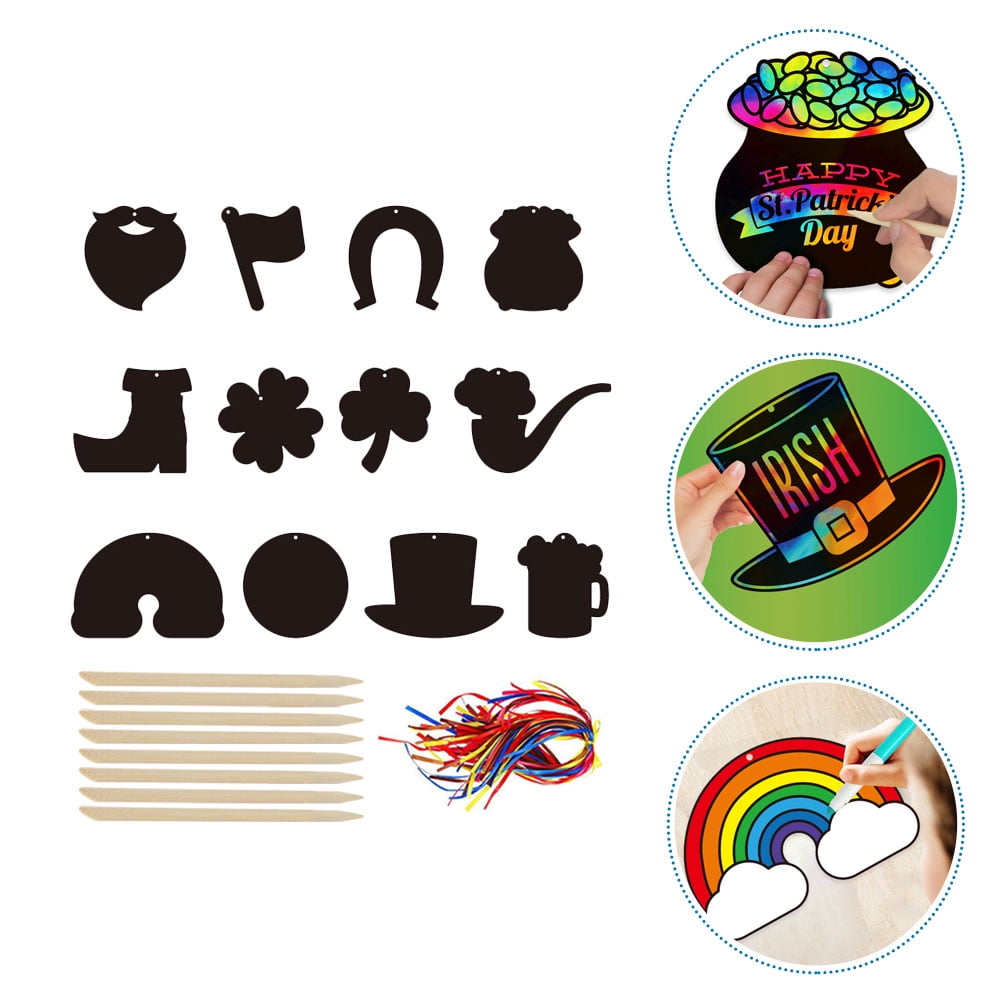 2 sets of St Patrick Scratch Papers Children Graffiti Scratch Off Paper ...