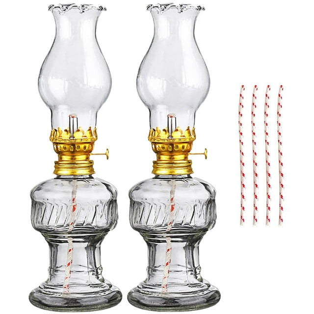 Indoor Use Classic Vintage Style Kerosene Oil Transparent Glass Lamp, 2 ...