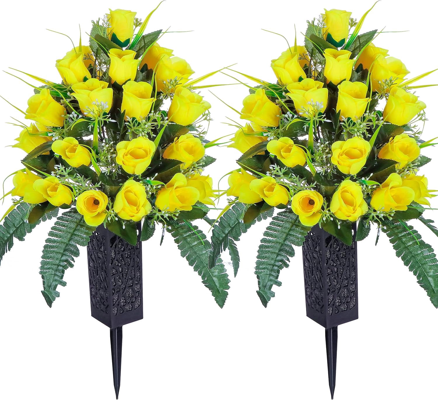 2 sets of artificial cemetery flowers, outdoor tomb decoration roses ...