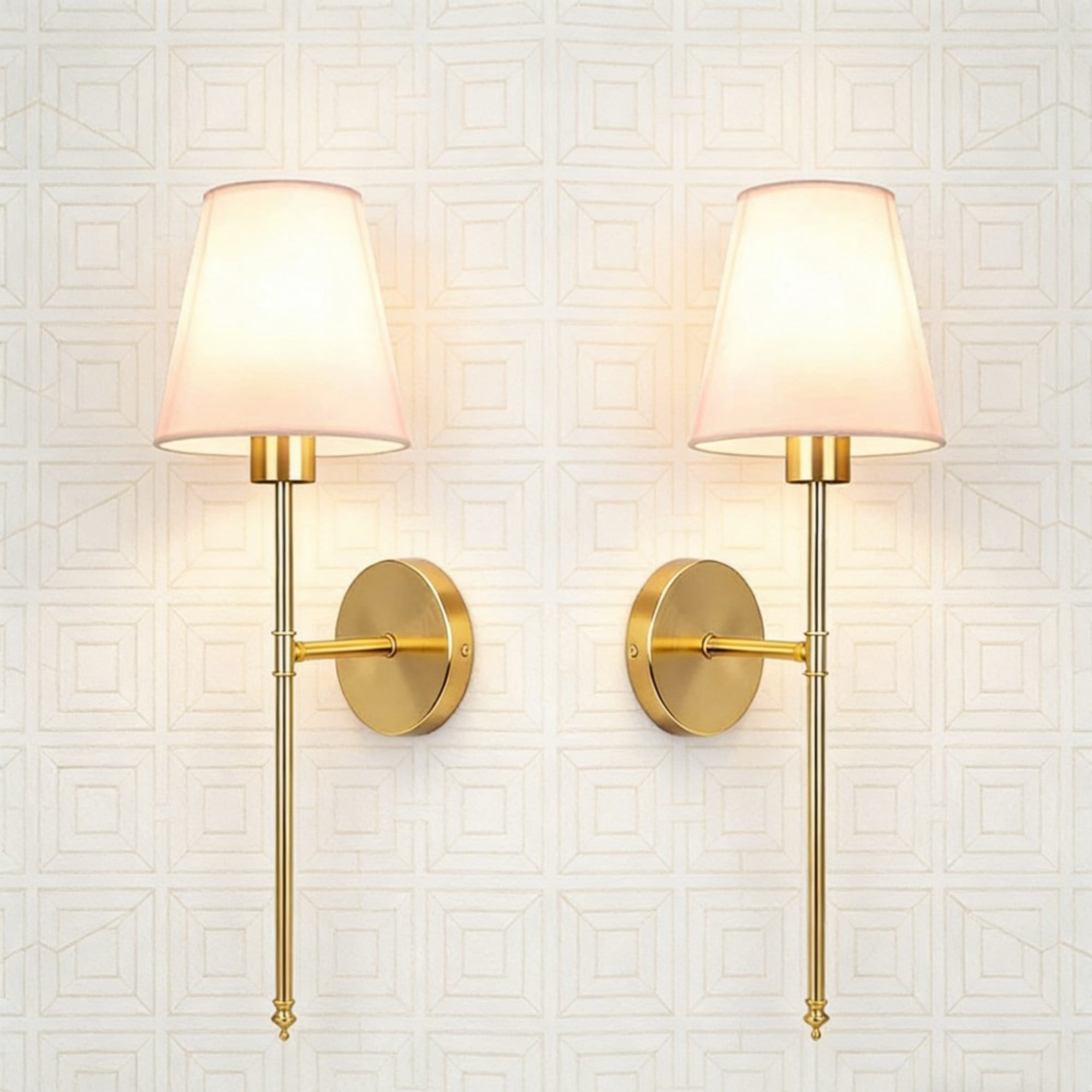 2 sets of wireless battery-powered wall lamps with remote control ...