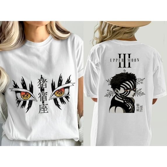 2 side Akaza Upper Moon Anime T-shirt, Acid Wash T-Shirt, Gift For Him ...