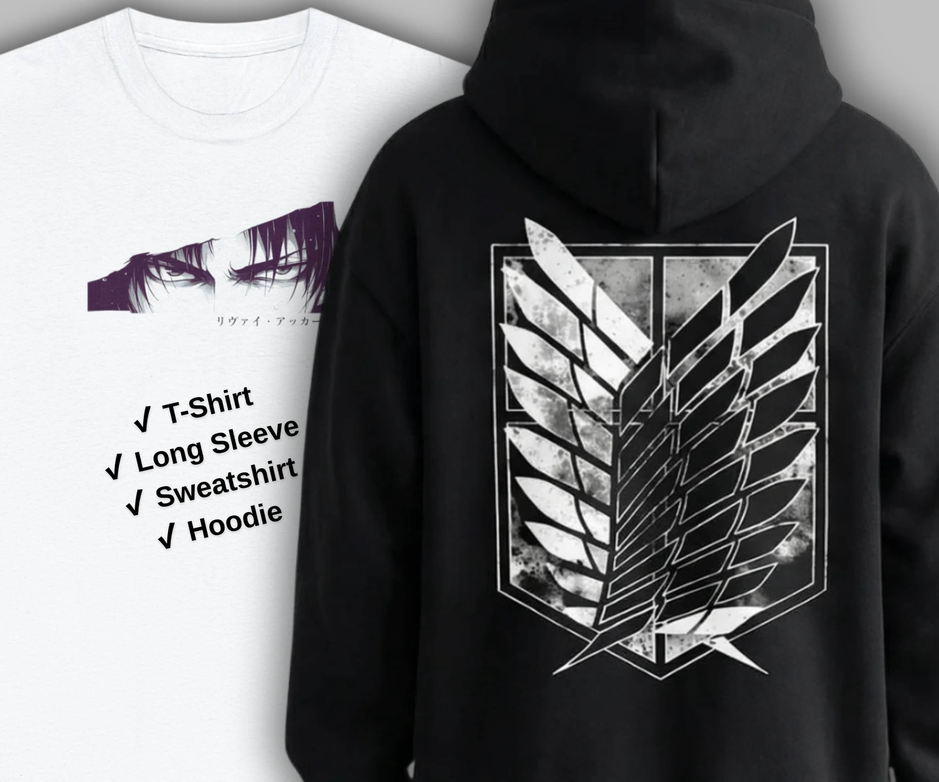 2 side Attack on Titan Levi Eyes Hoodie - Wings of Freedom, Manga Anime ...