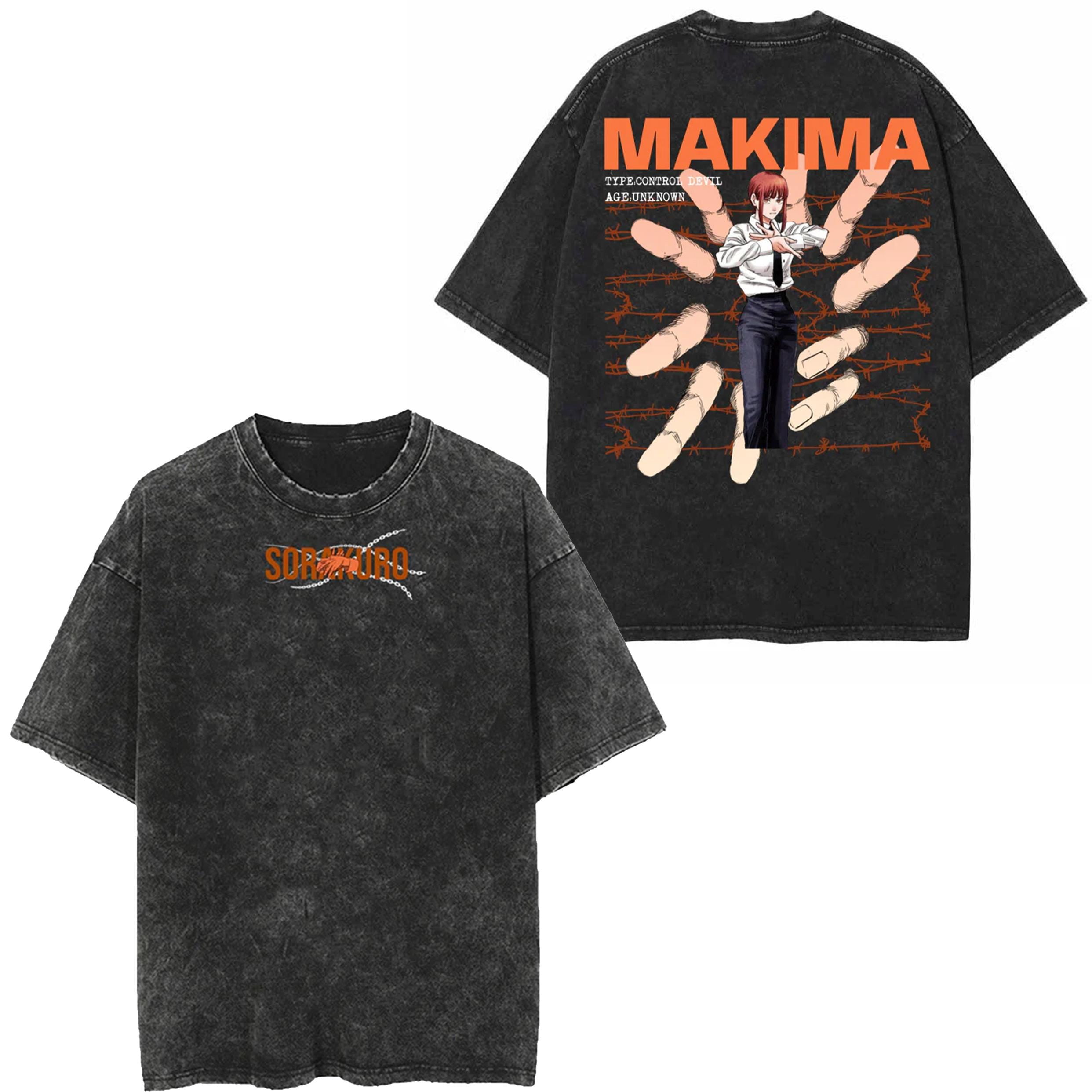 2 side Makima Anime T-Shirt, Chainsaw Man Manga Graphic T-shirt , Dark ...