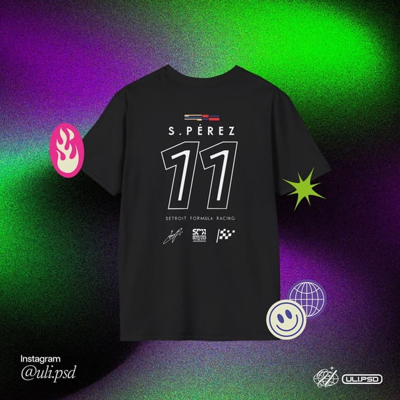 2 side Sergio "Checo" Pérez Racing 11 T-Shirt - Cadillac F1 Formula 1 ...