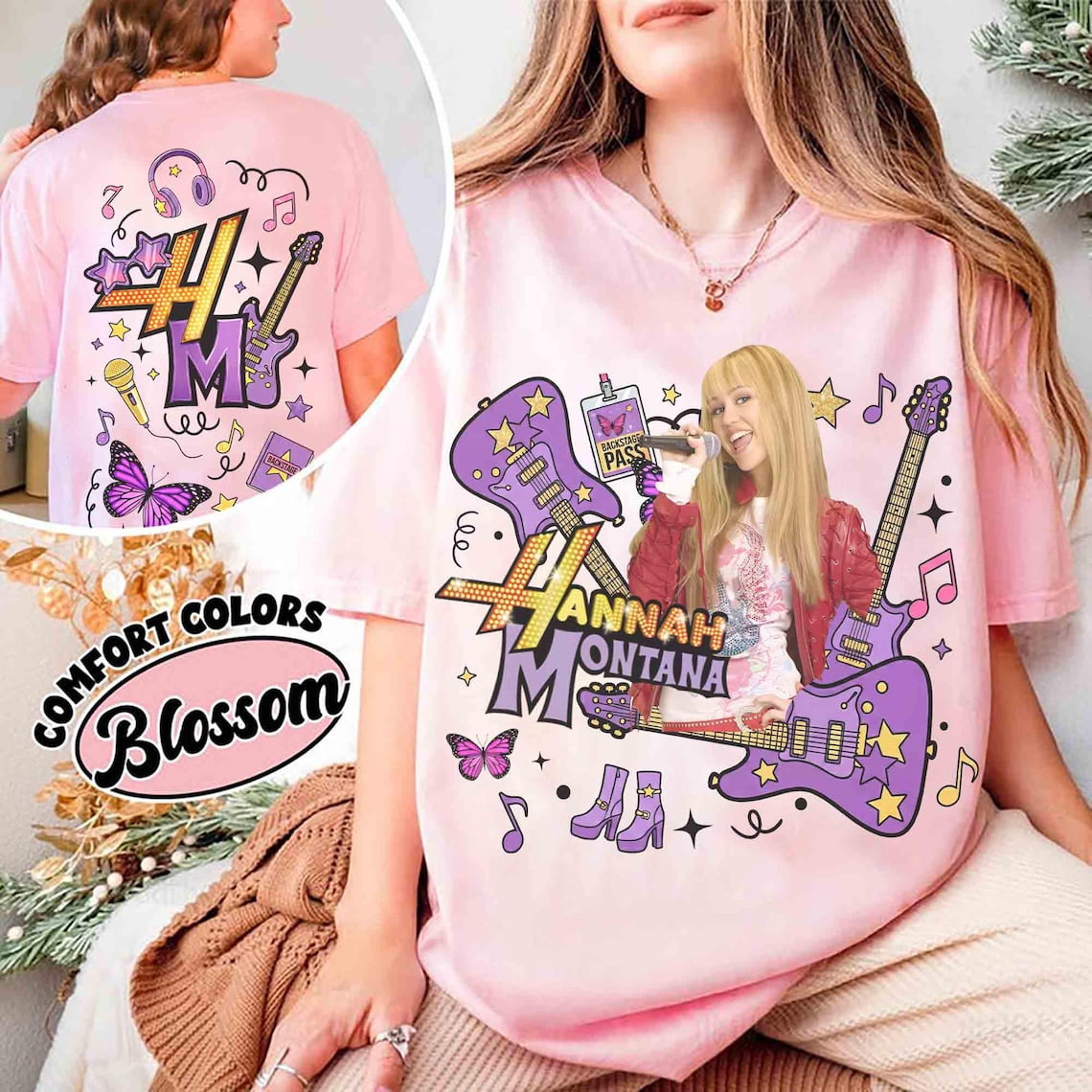 2-sided Coquette Channel Hannah Montana Comfort Colors T-shirt, Music ...