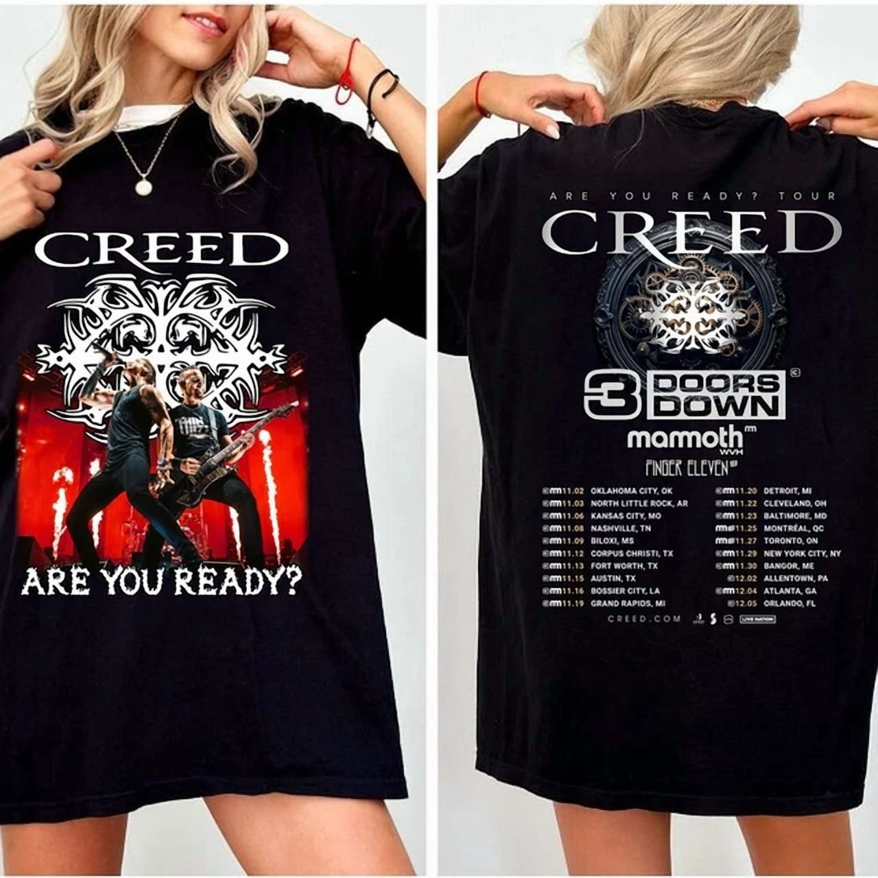2 sided Creed Tour Shirt 2025, Creed Summer of 99 Tour Shirt, Creed ...