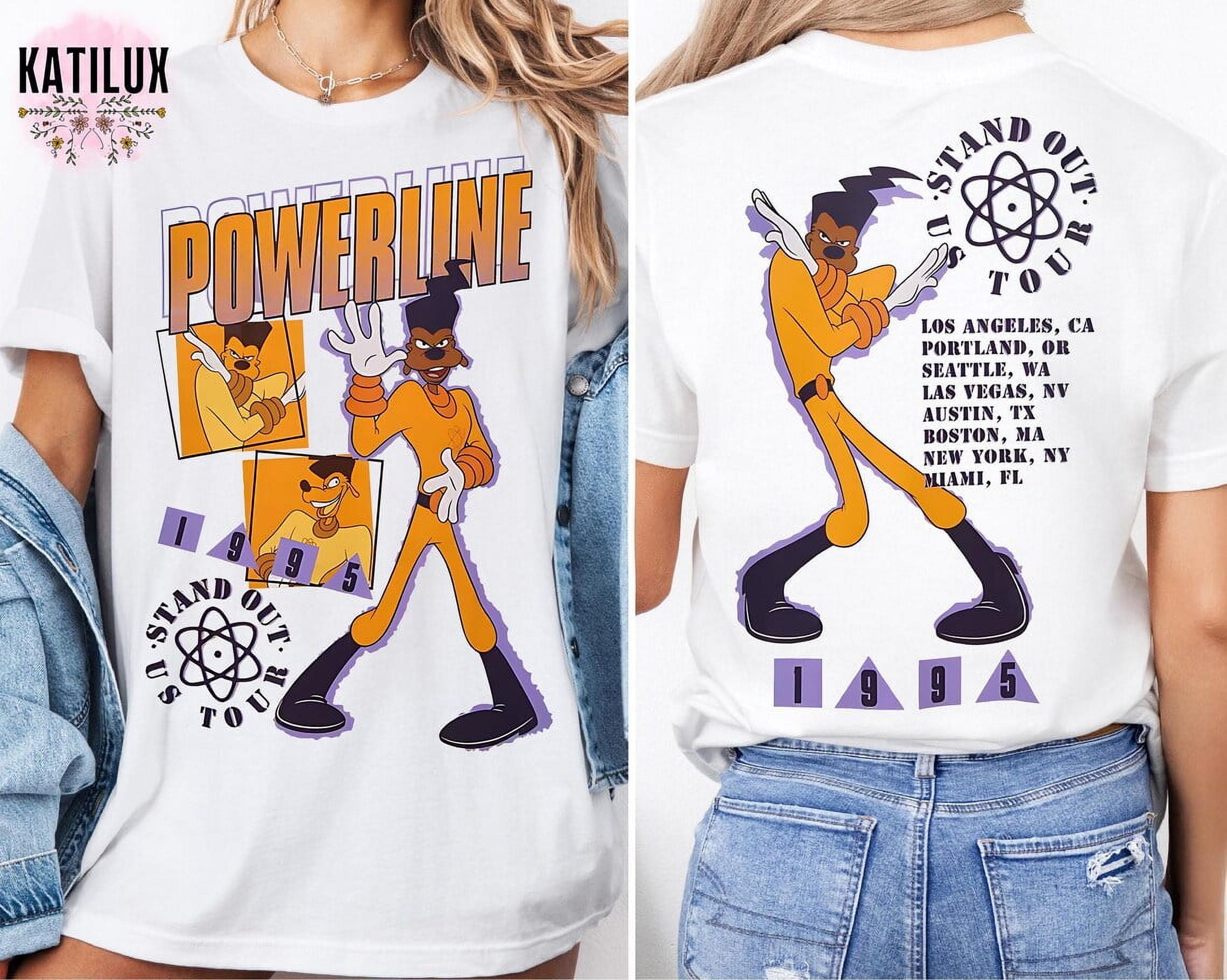 2-sided Disney Powerline 1995 T-Shirt, Stand Out US Tour, A Goofy Movie ...