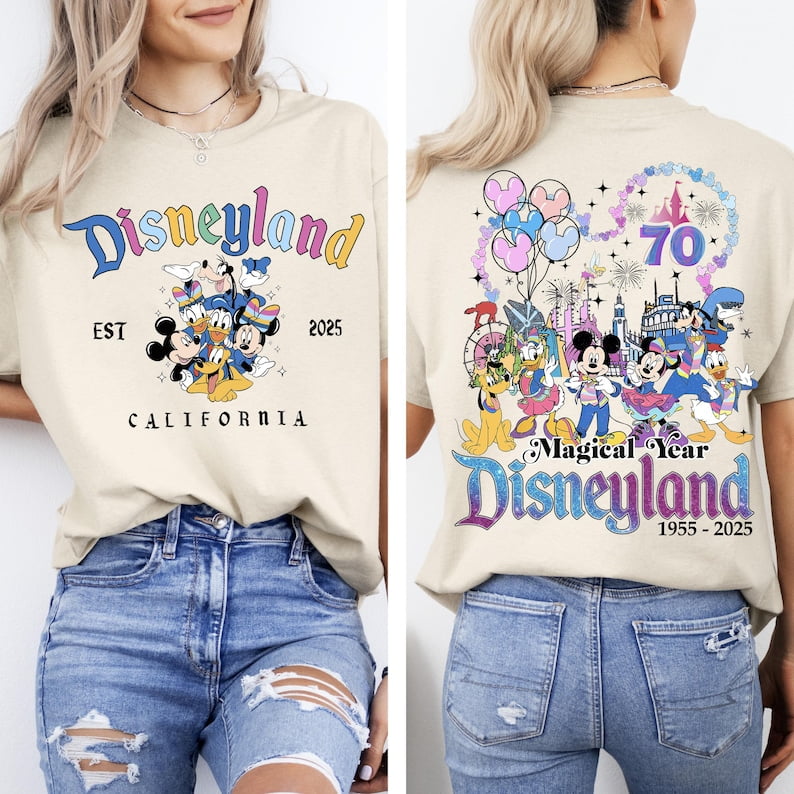 2 sided Disneyland 70th Anniversary Shirt, Mickey & Friends Disneyland ...