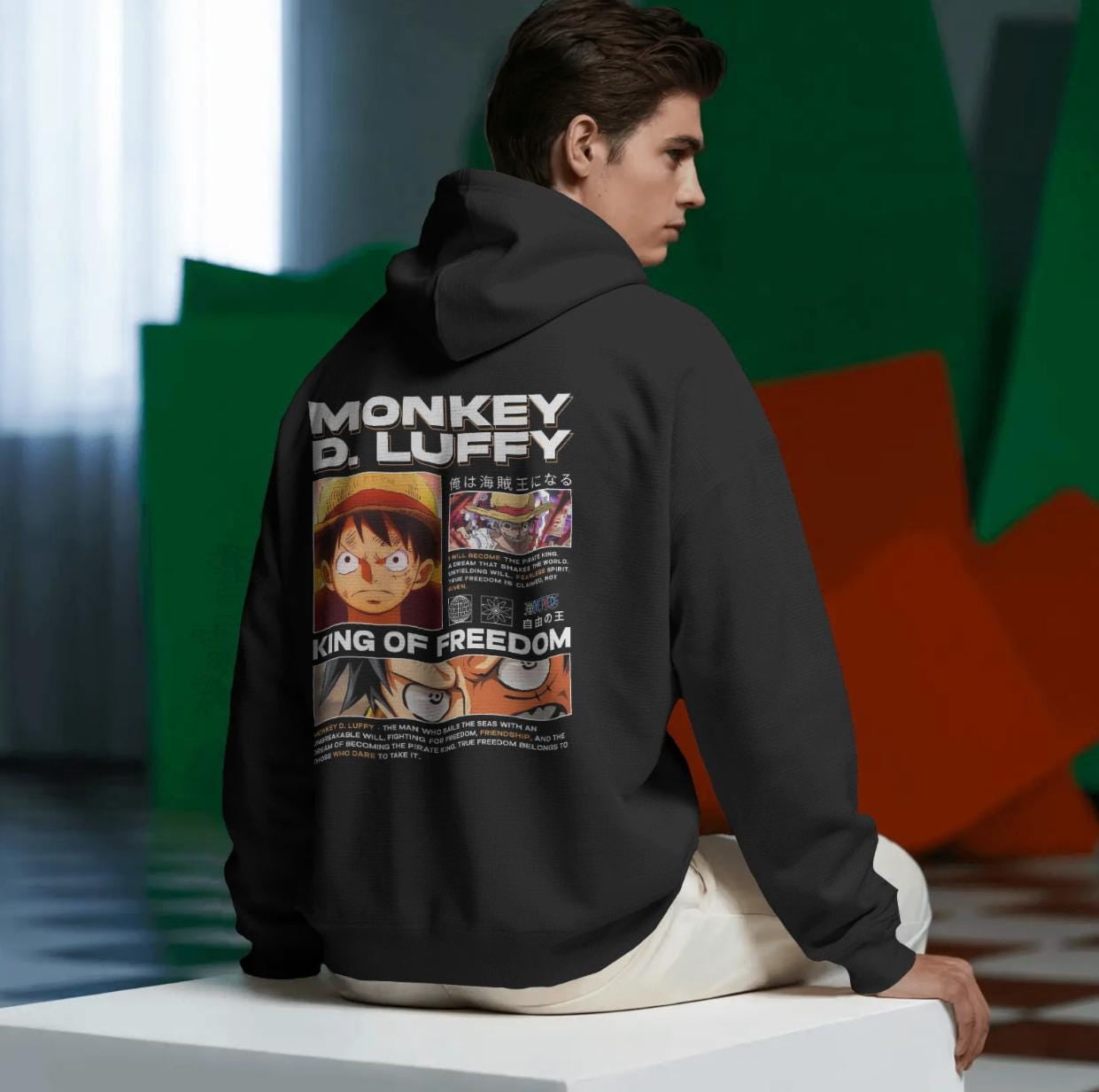 2 sided Monkey D. Luffy collage Hoodie | King of Freedom anime gear 5 ...