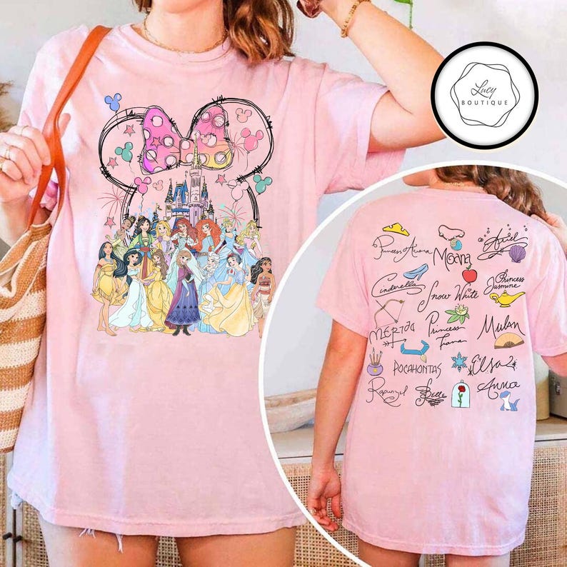 2-sided Retro Disney Princess Shirt, Watercolor Magic Castle Princess ...