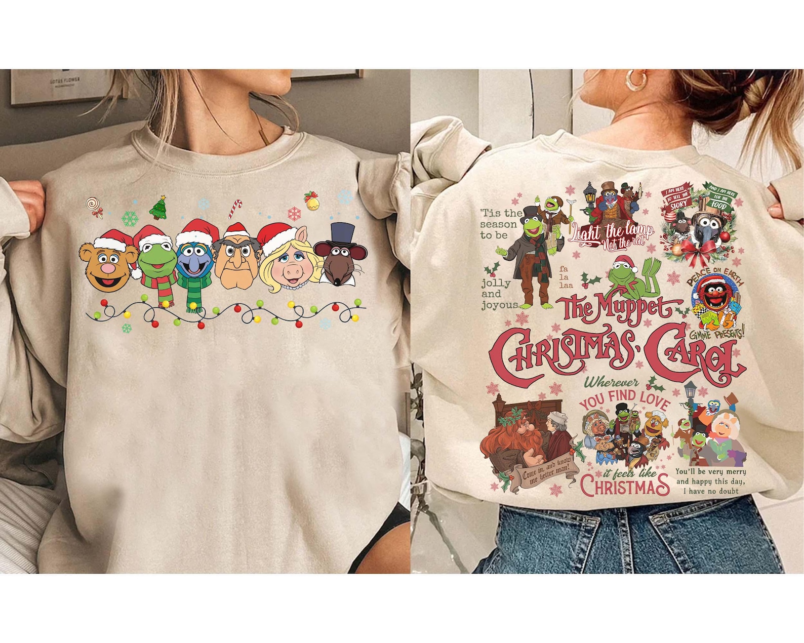 2-sided The Muppets Christmas Carol shirt Christmas Lights, Gonzo and ...