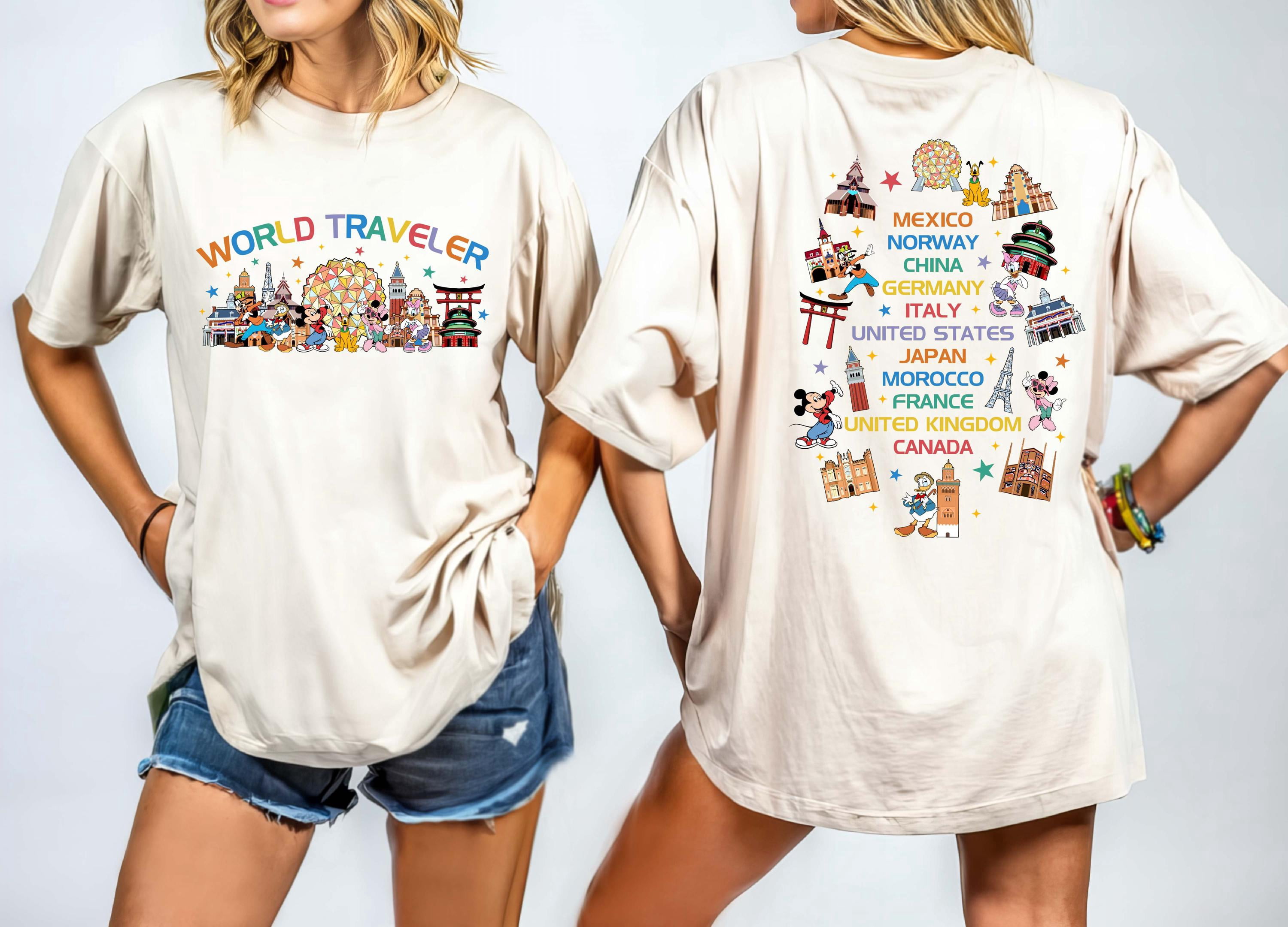 2-sided World Traveler Mickey & Friends Traveler Shirt, Travel around ...