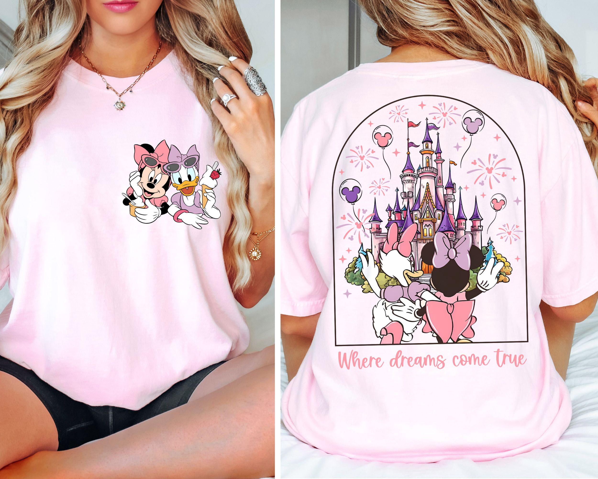 2 sides Disney Magic Kingdom Minnie Daisy Summer T-Shirt, Where Dreams ...