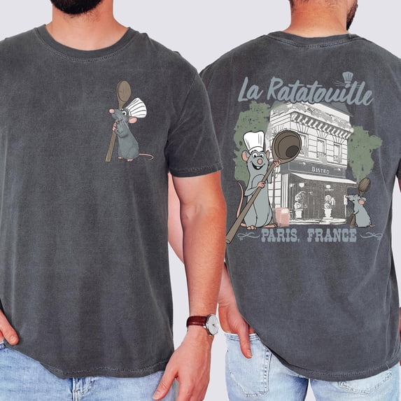 2 sides Little Chef Remy T-shirt, Disney Ratatouille Paris T-Shirt ...