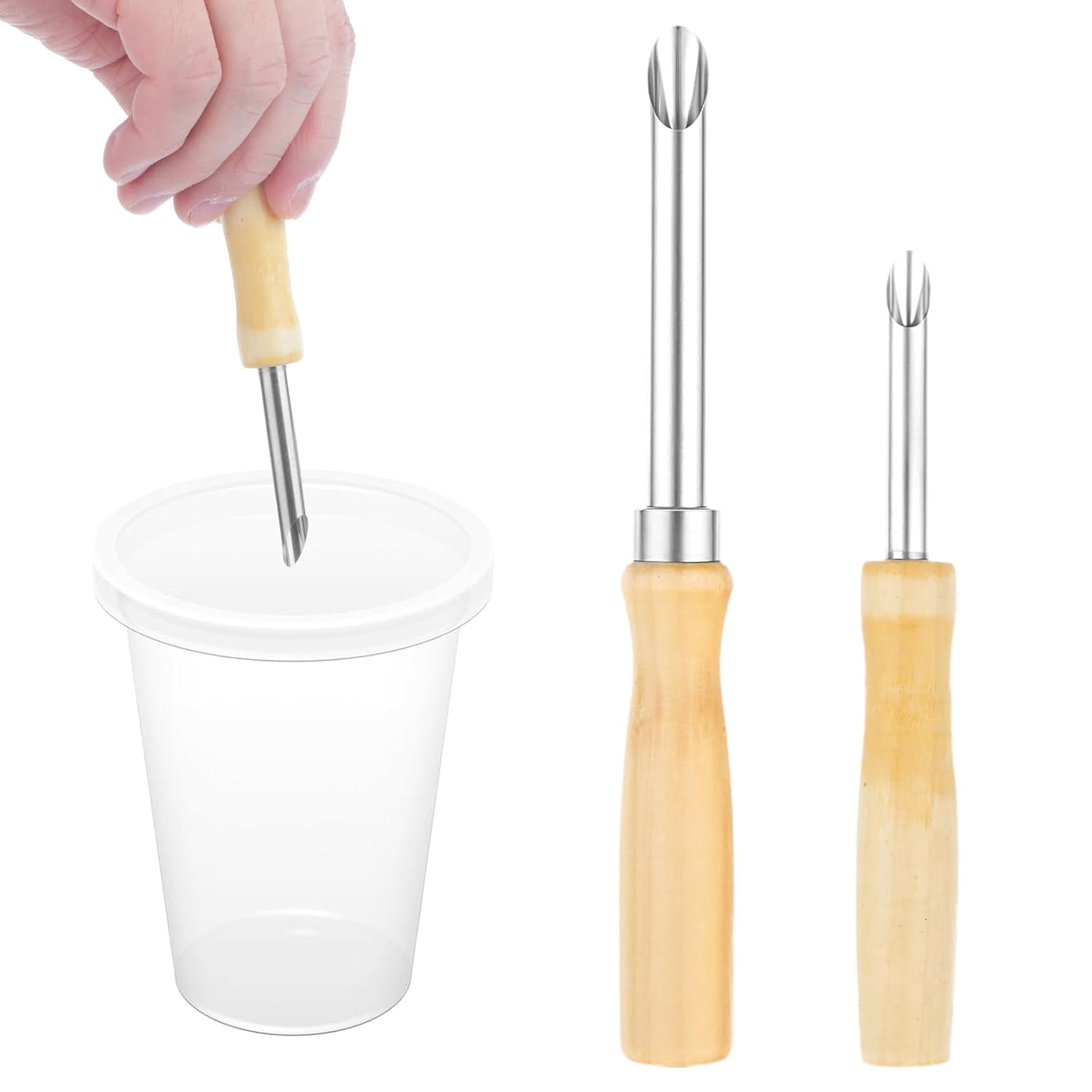 2 stainless steel straw hole punches, round straw hole punches with ...