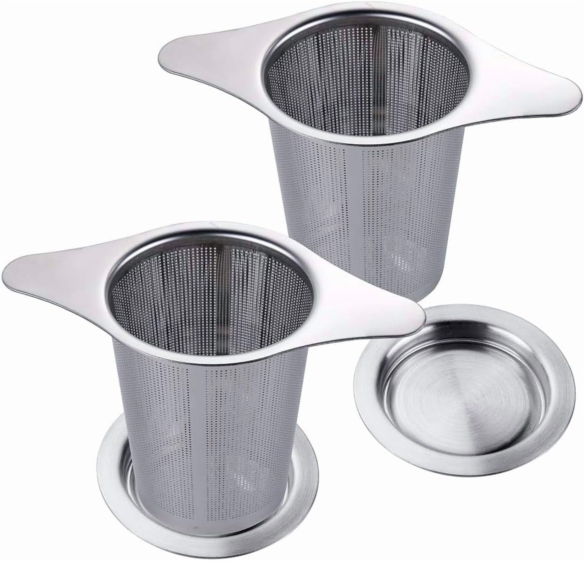 2 stainless steel tea filters with fine holes, tea strainer with two ...