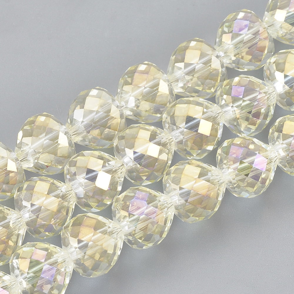 2 strand Electroplate Glass Beads Strands Faceted Heart Light Yellow ...