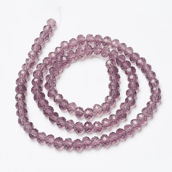 2 strand Glass Beads Strands Faceted Rondelle Pale Violet Red 6x5mm ...