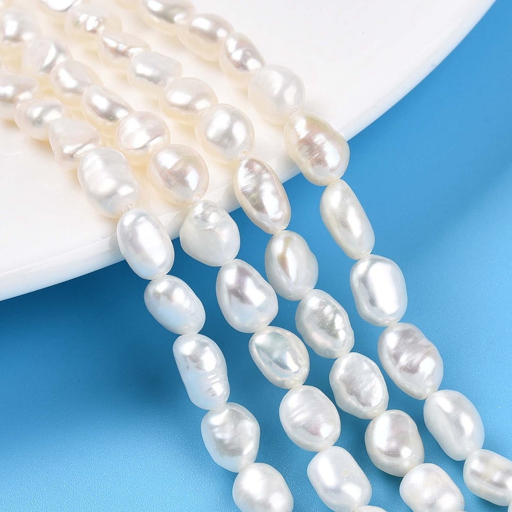2 strand Natural Cultured Freshwater Pearl Beads Strands Baroque Pearls Keshi Pearl Beads Two ...