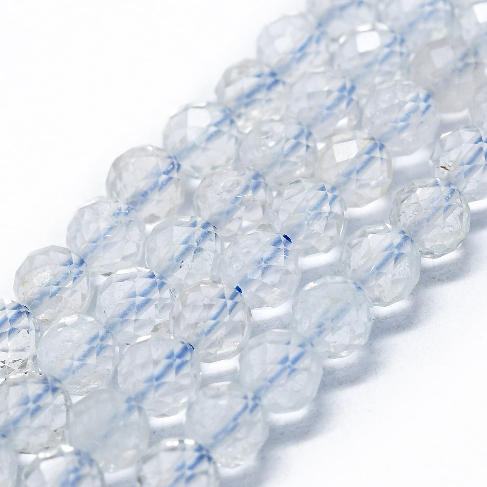 2 strand Natural White Topaz Beads Strands Faceted(64 Facets) Round 6mm ...