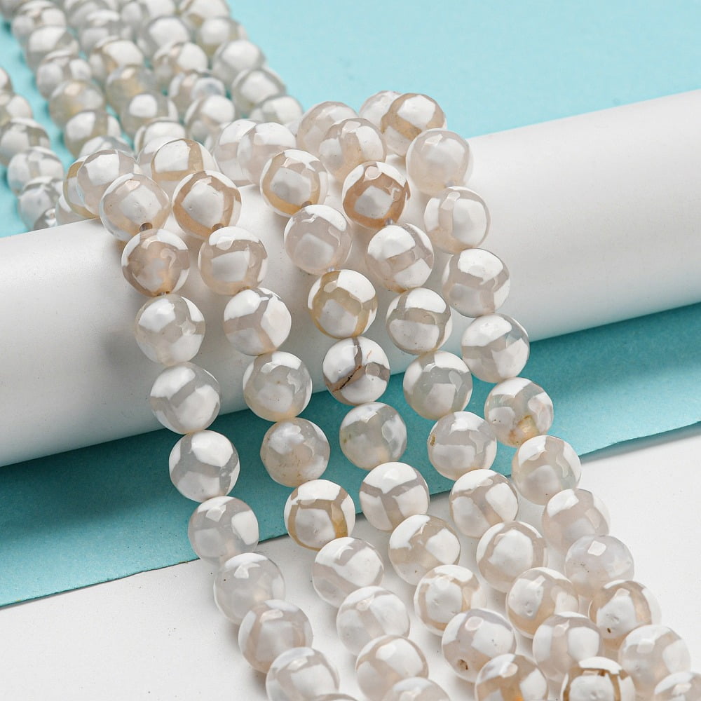 2 strand Tibetan style dZi Beads Strands Natural Dyed Agate Beads Round ...