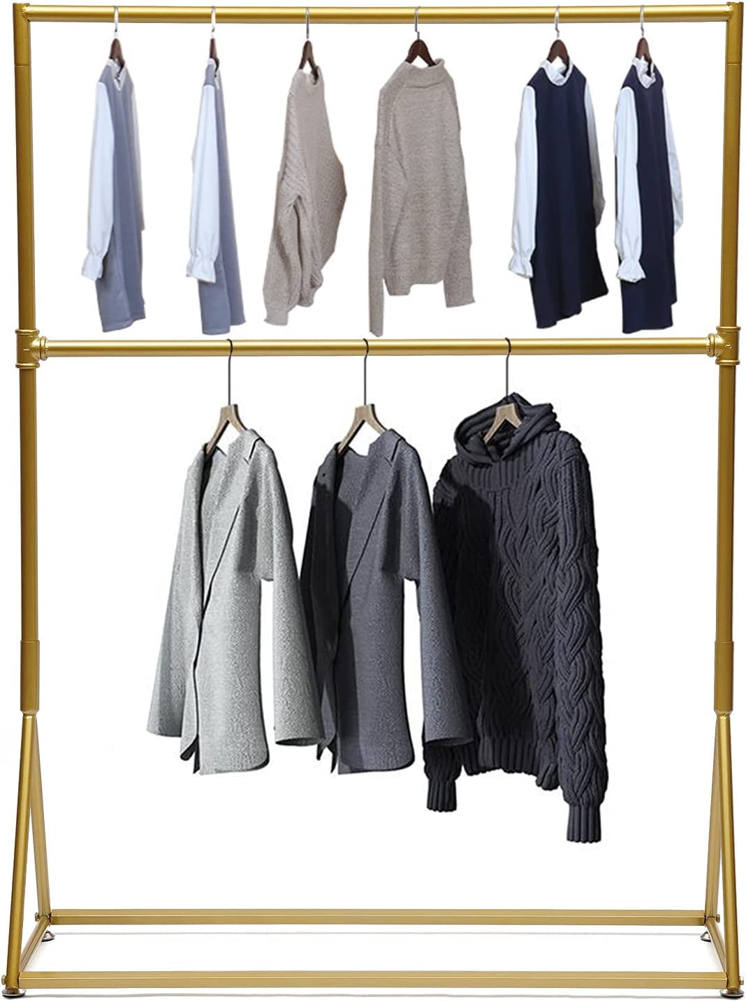 2 tier Clothing Rack, 1.6m Freestanding Metal Clothes Rack, Heavy Duty ...