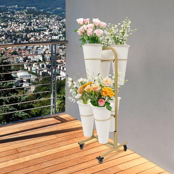 2-tier Metal Plant Stand, Flower Display Stand, Heavy Duty Moving ...
