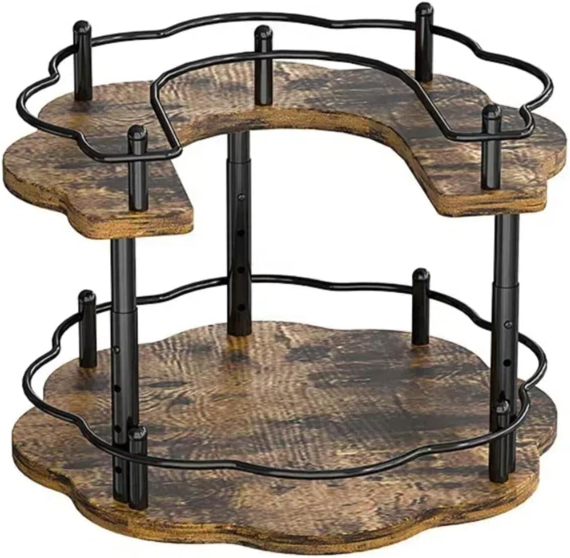 2-tier Wooden Lazy Susan Turntable Organizer for Cabinet, Table Top ...