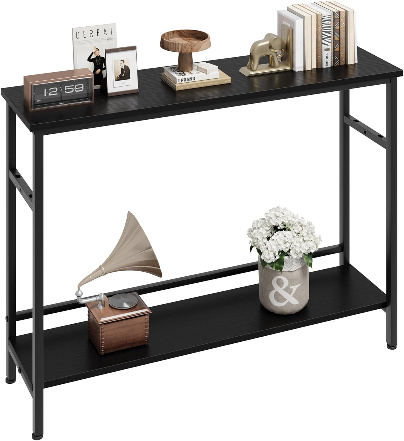 **2 tier entryway table, console tables with storage, 39.3”rustic sofa ...