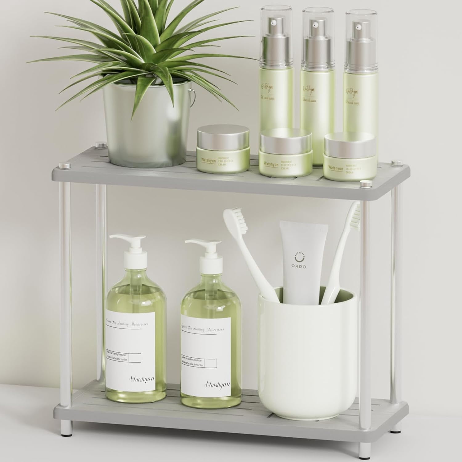 2-tier stone organizer,bathroom counter organizer,makeup organizer for ...