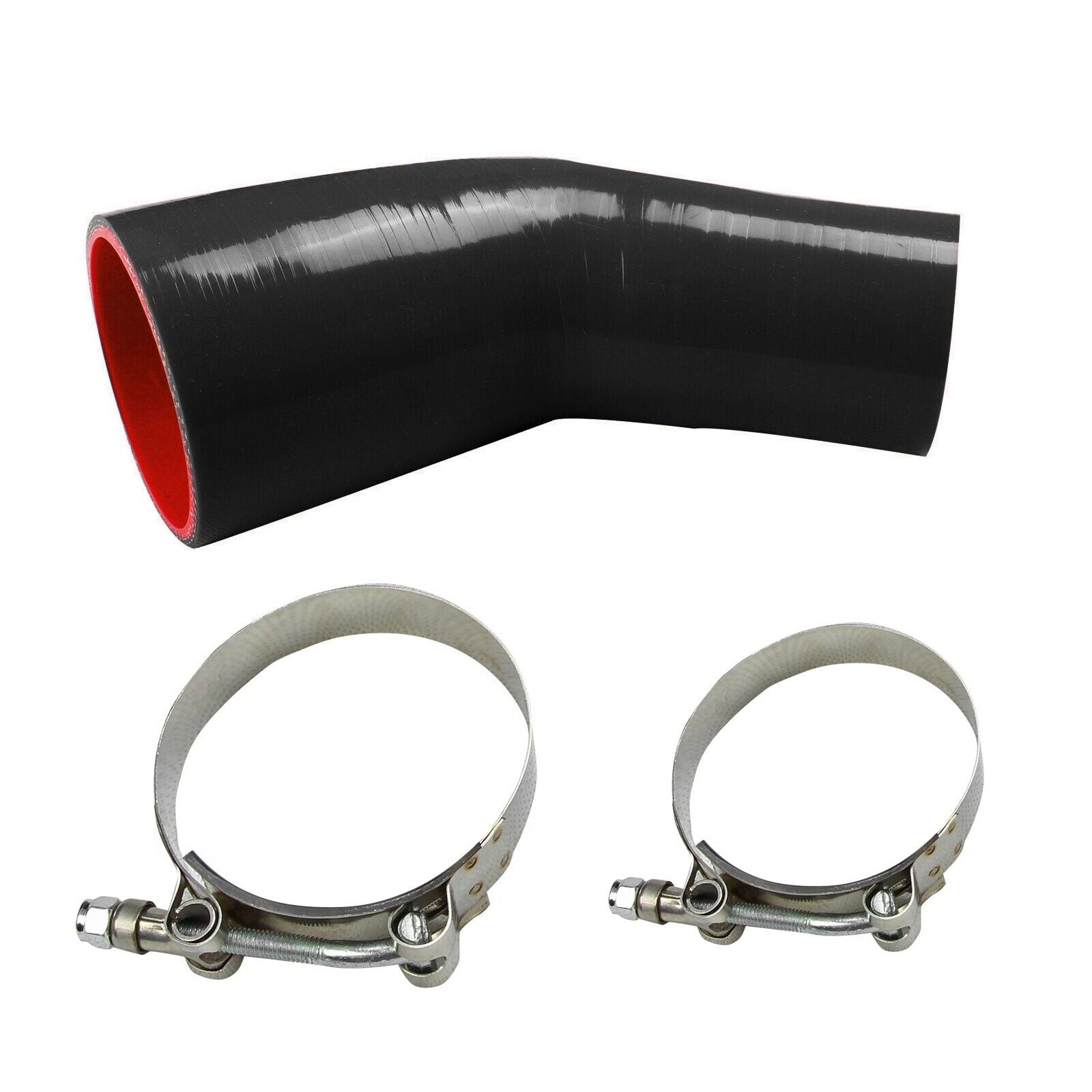 2" to 2.5" 45D Reducer 51-63mm Coupler Black Turbo Intake Silicone Hose+Clamp - Walmart.com