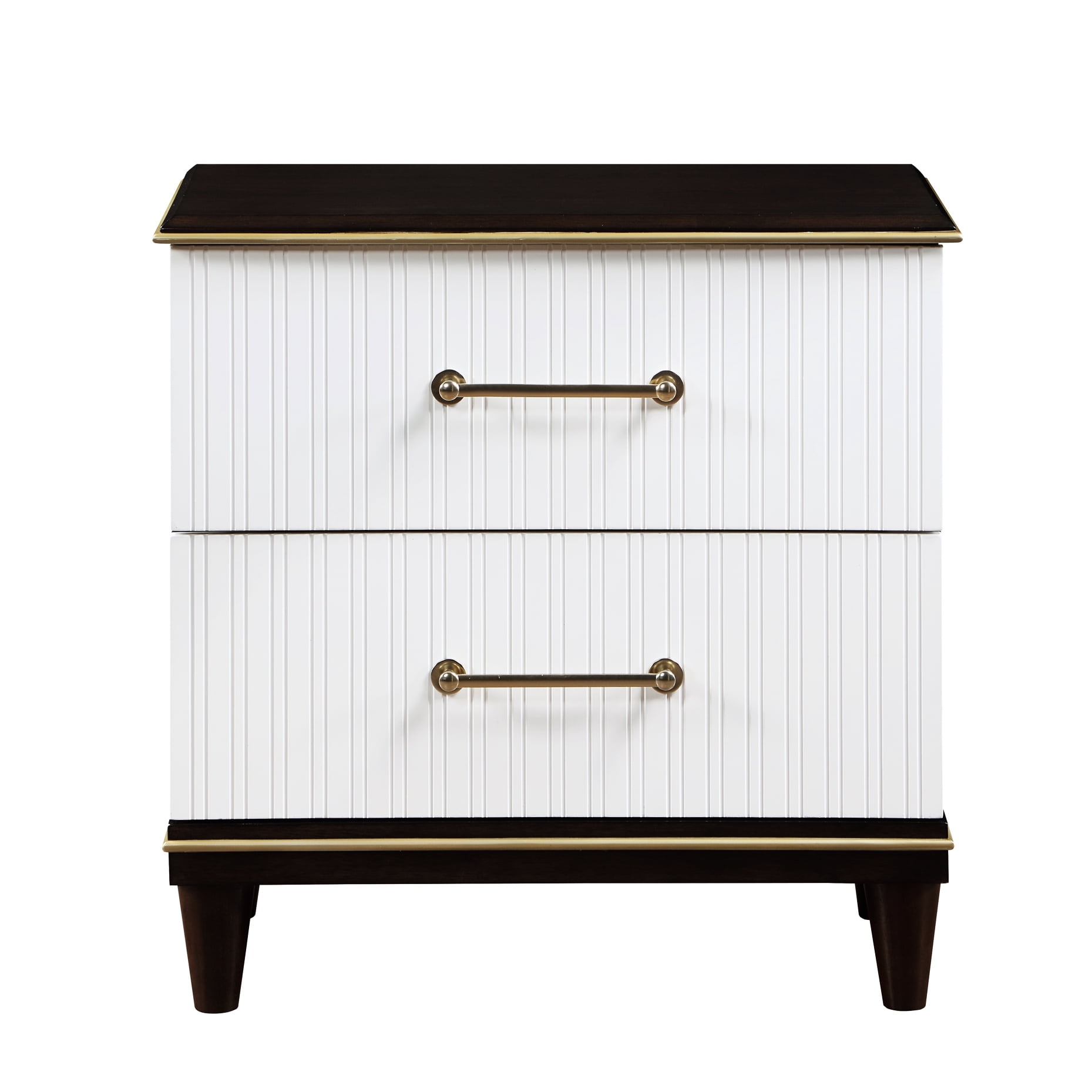 2-tone Nightstand For Bedroom With Gold Trim - 2 Drawers, White/cherry ...