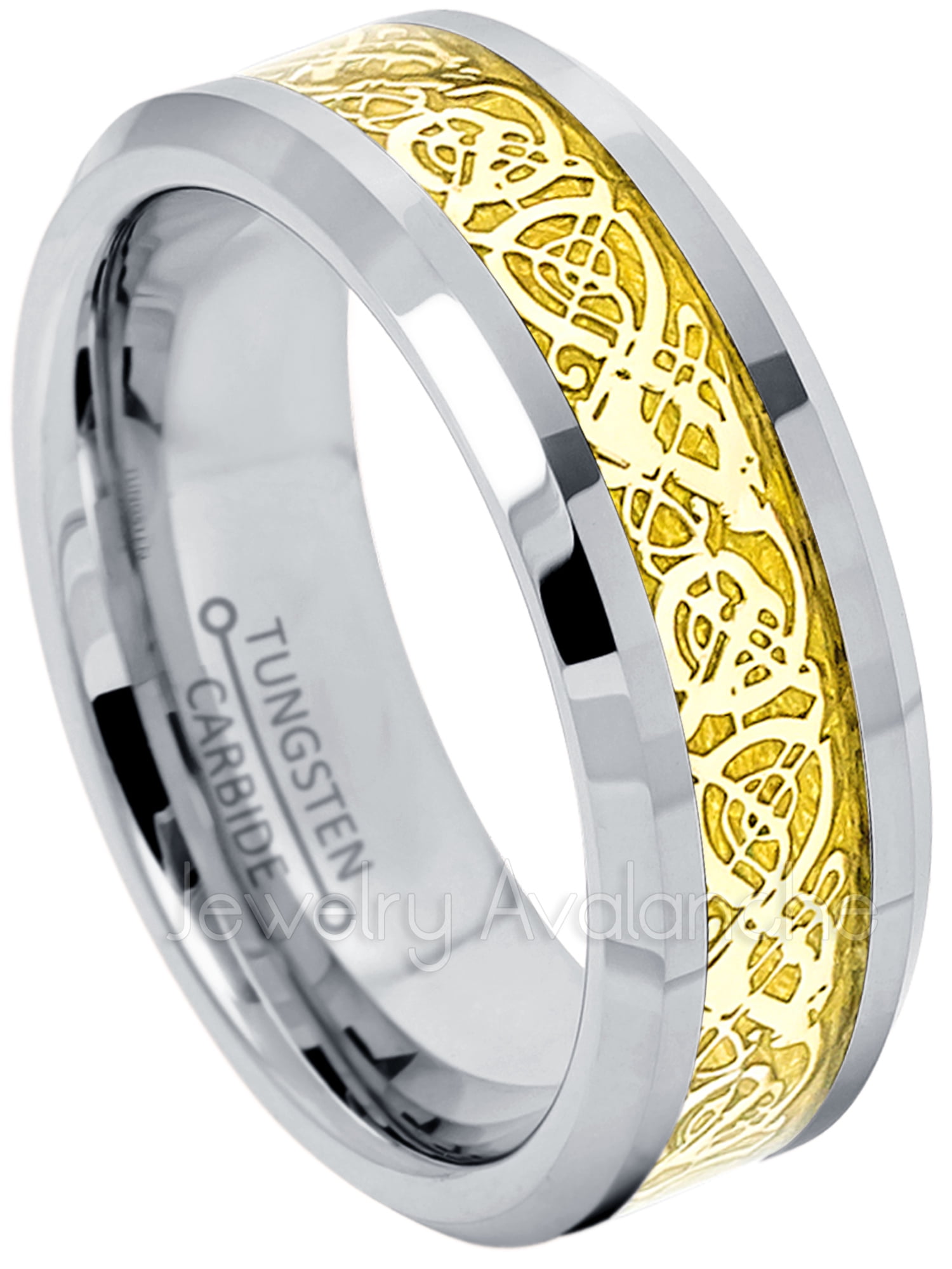 2-tone Tungsten Ring - 8mm Matte and Polished Comfort Fit Beveled Edge ...