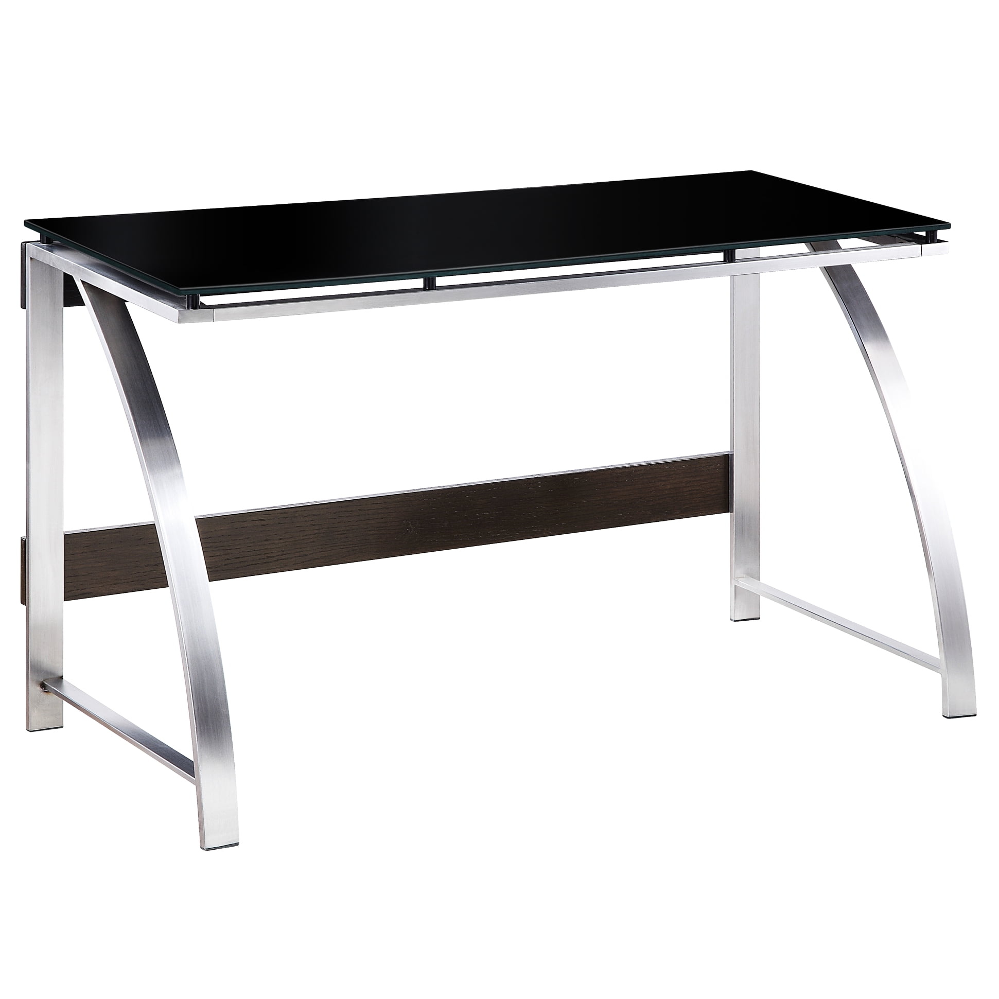 2-tone Writing Desk With Glass Top And Stainless Steel Legs In Office ...
