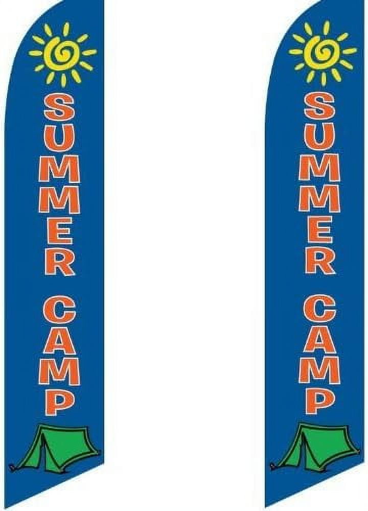 2 (two) Pack Tall Swooper Flags SUMMER CAMP Blue Red with Sun & Tent ...