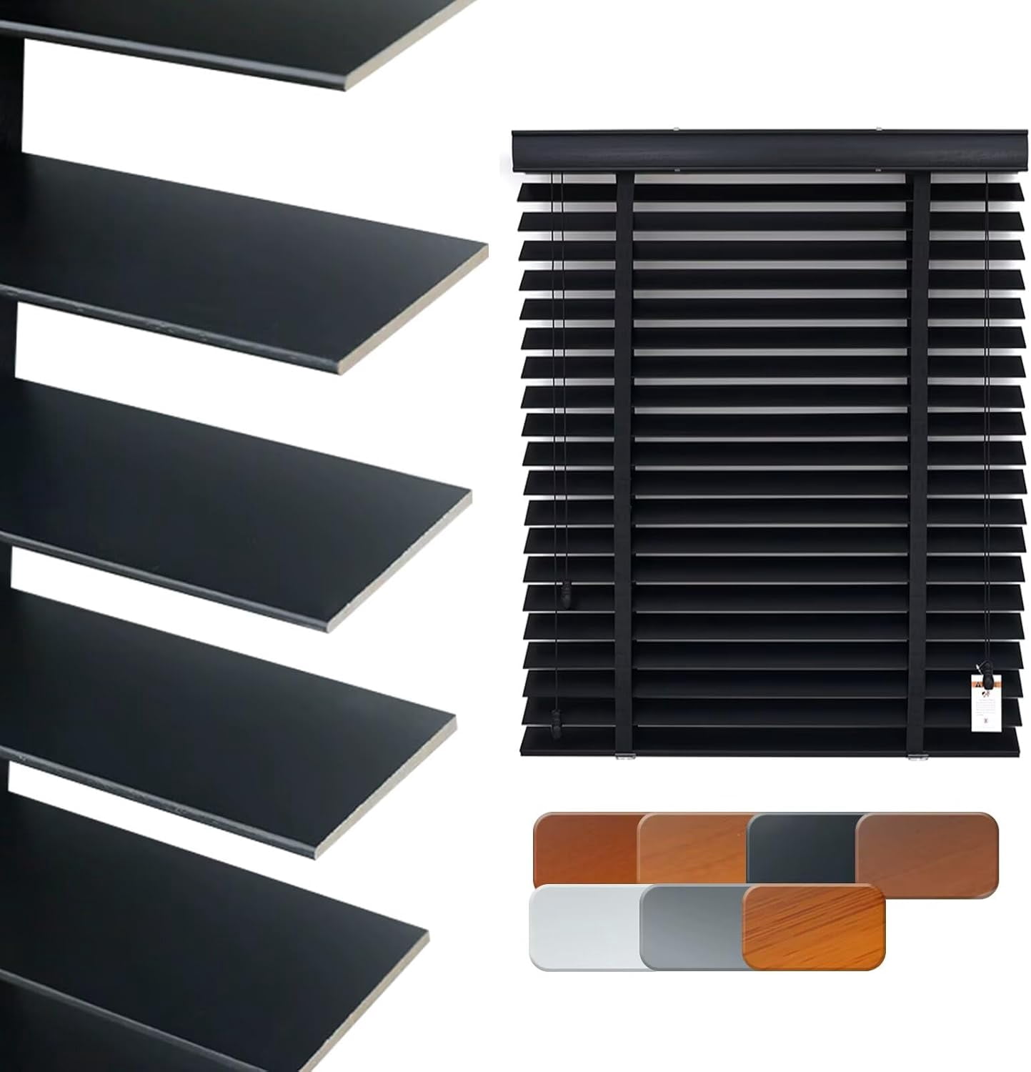 \uD Slats out Wood Blinds for Indoor Windows Cordless Light Blocking ...