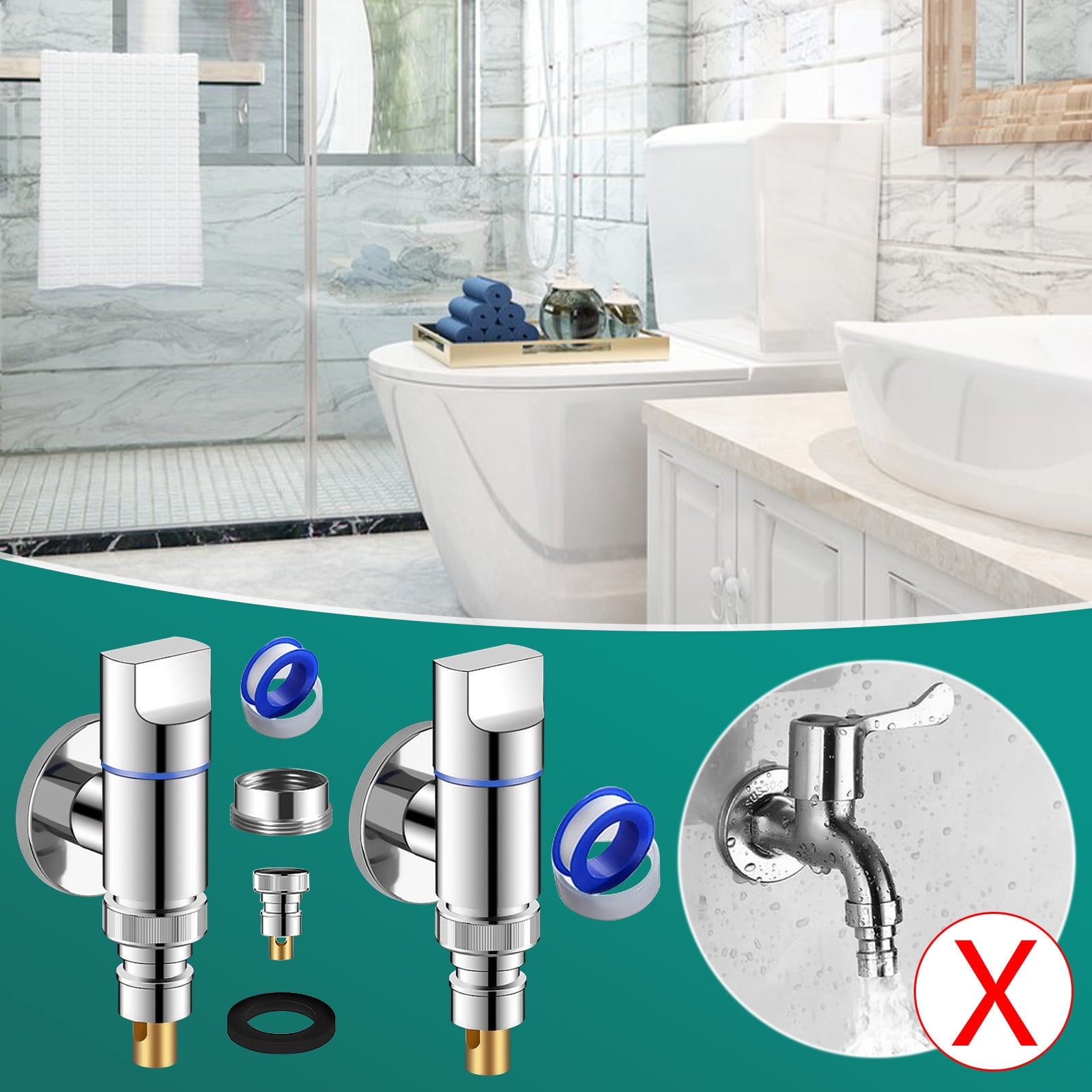 2-way Toilet Bidet Shower Valve, Angle Shower Faucet, Stainless Steel ...
