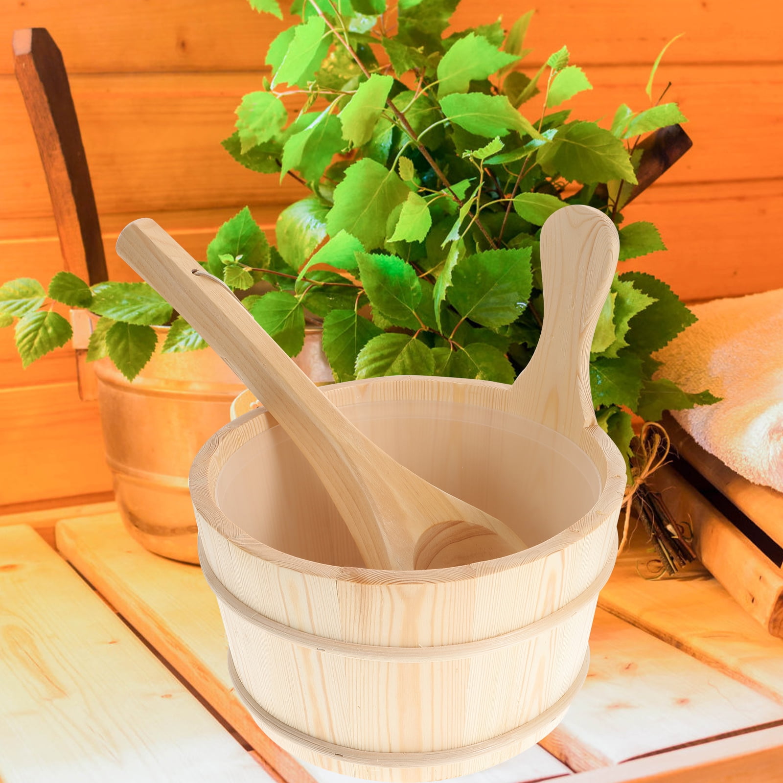 2 Pcs Wooden Barrel Spoon Bathing Barrel Set Special Barrel for Sauna ...